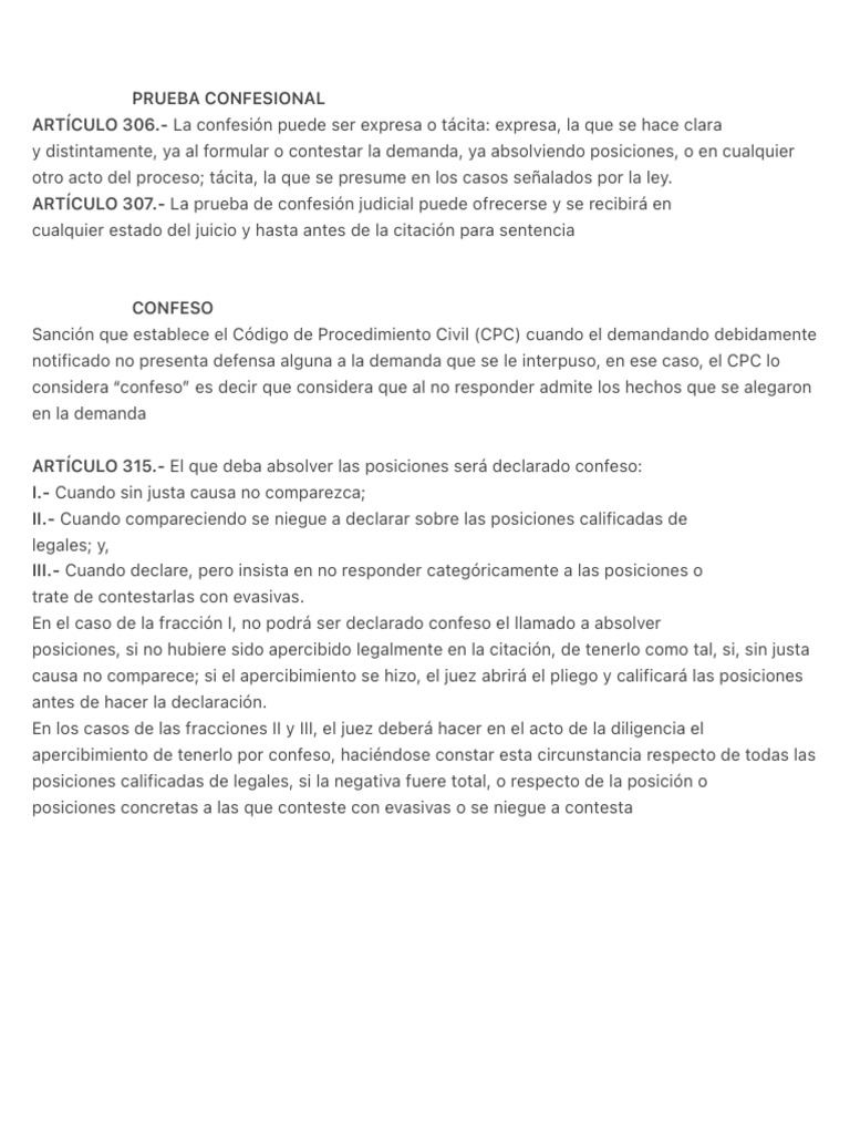 Prueba Confesional | PDF