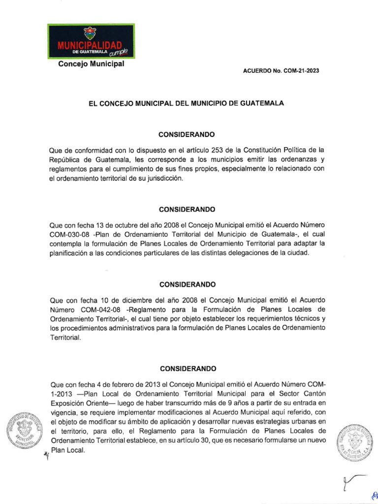 21 Aprob. Plan Local Ordenamiento Territorial | PDF