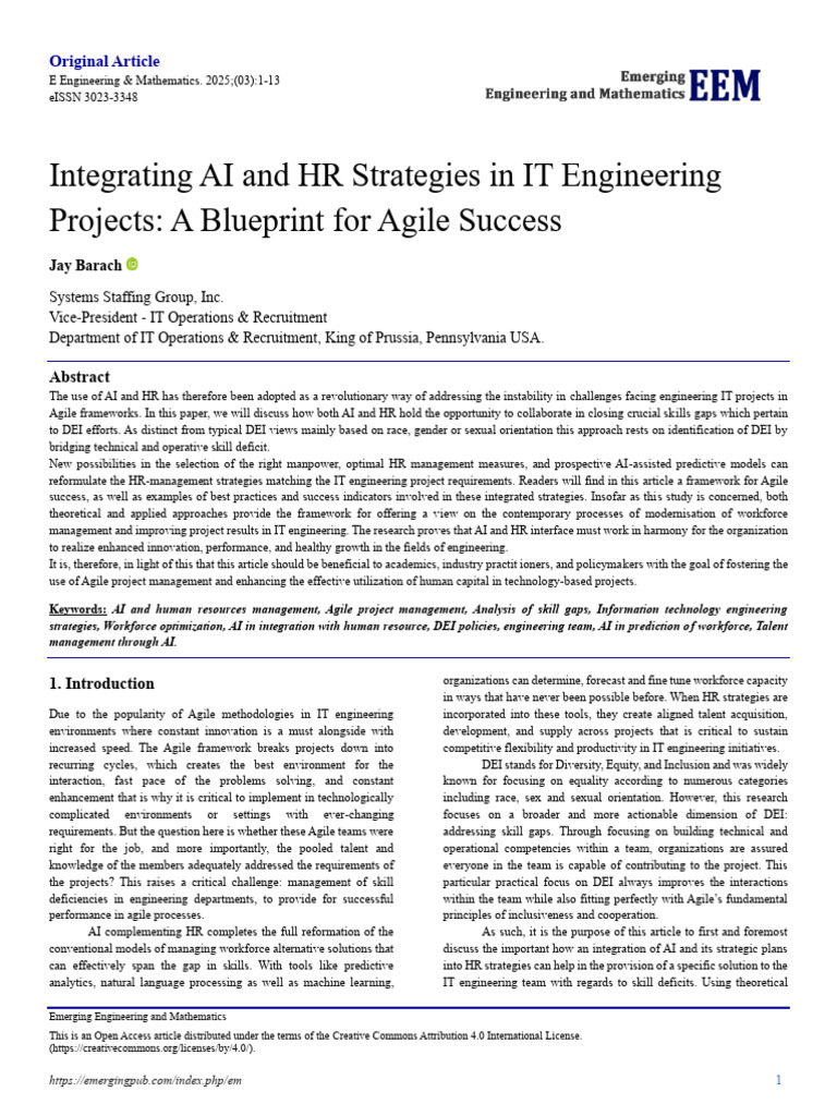 Integrating AI and HR Strategies in IT Engineering Projects: A Blueprint For Agile Success | PDF ...