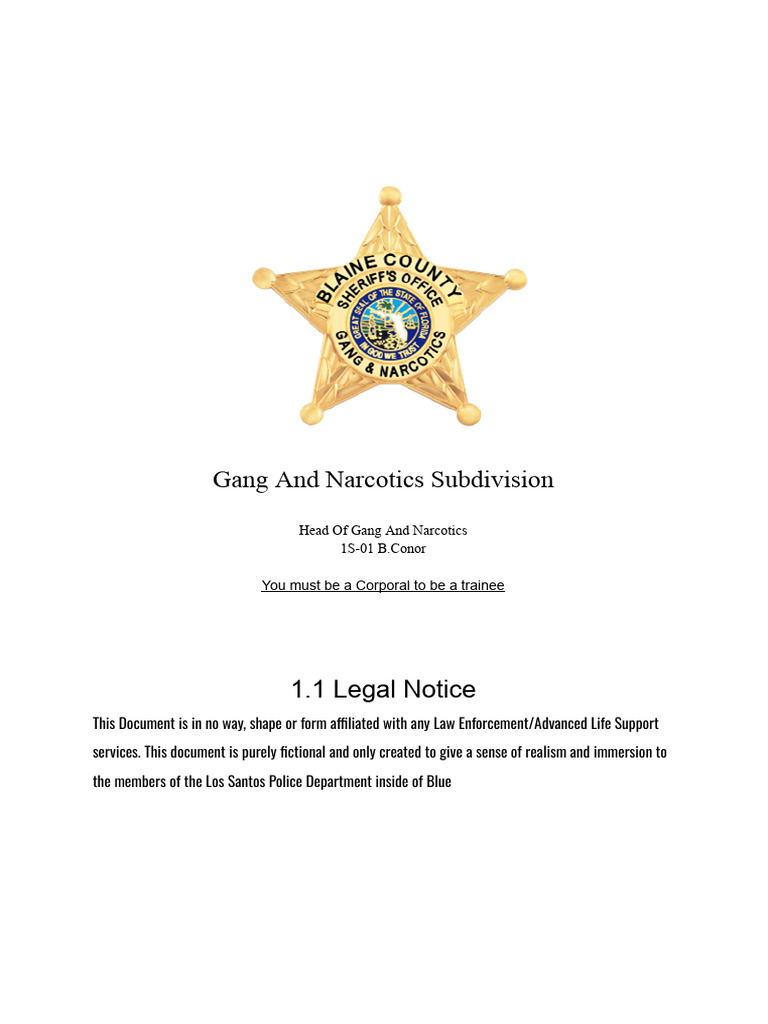 Gang And Narcotics Subdivision | PDF