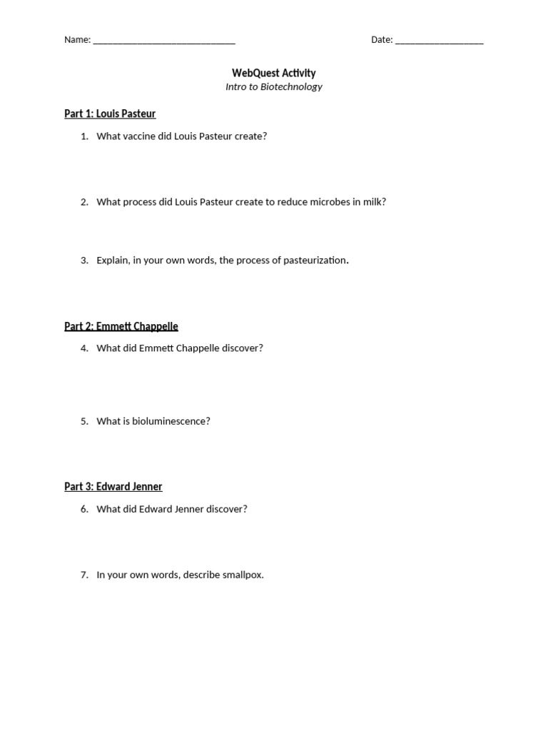 WebQuest Activity (Additional People) | PDF