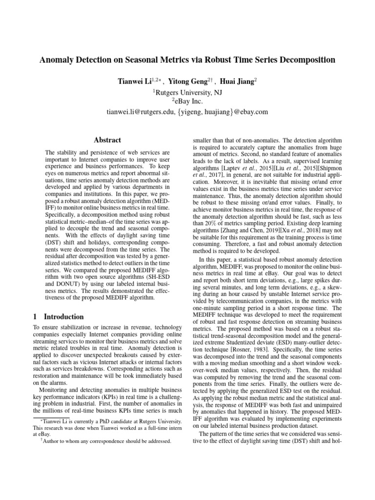 Anomaly Detection on Seasonal Metrics via Robust Time Series ...