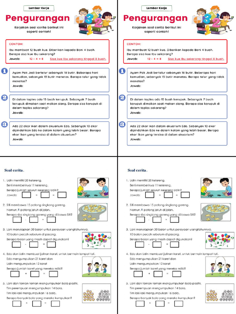 worksheet soal cerita | PDF