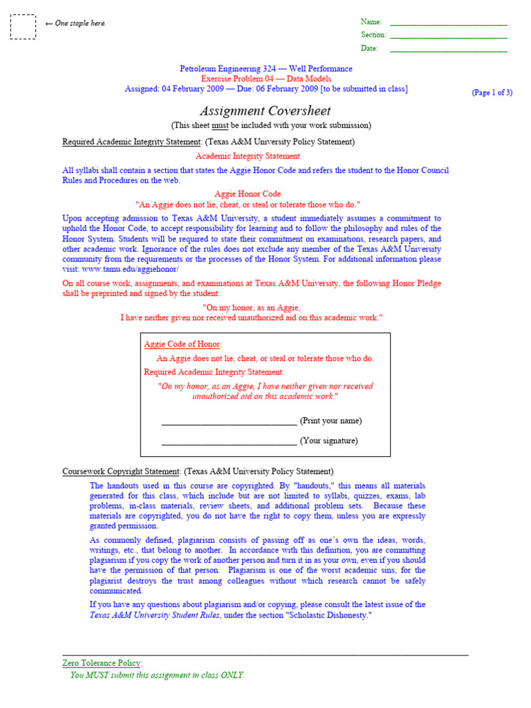 aggie_honor_code | PDF | Plagiarism | Academic Integrity