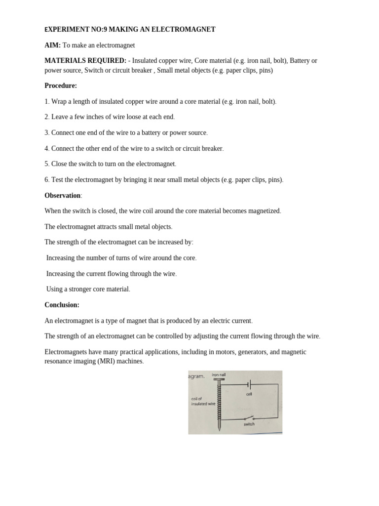 How to Make an Electromagnet | PDF