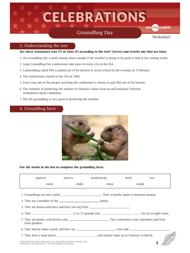 Celebrations Groundhog Day Exercise | PDF