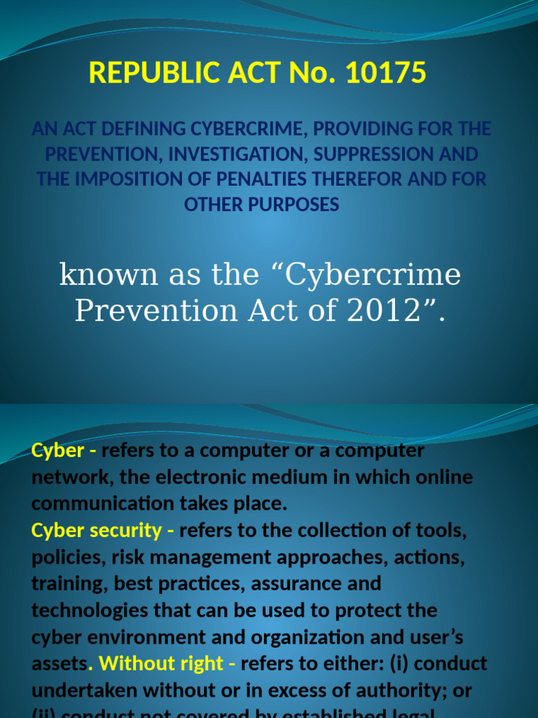 RA10175 CyberCrime Law | PDF | Cybercrime | Crimes