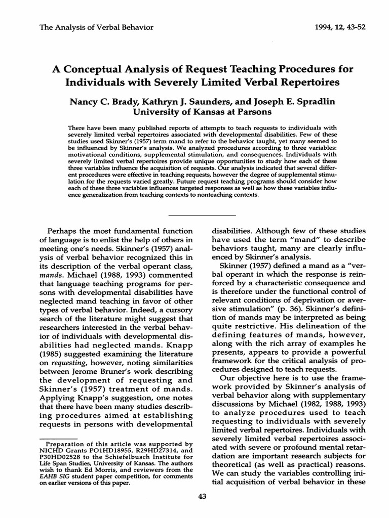 Teaching Requests to Nonverbal Individuals | PDF | Reinforcement ...