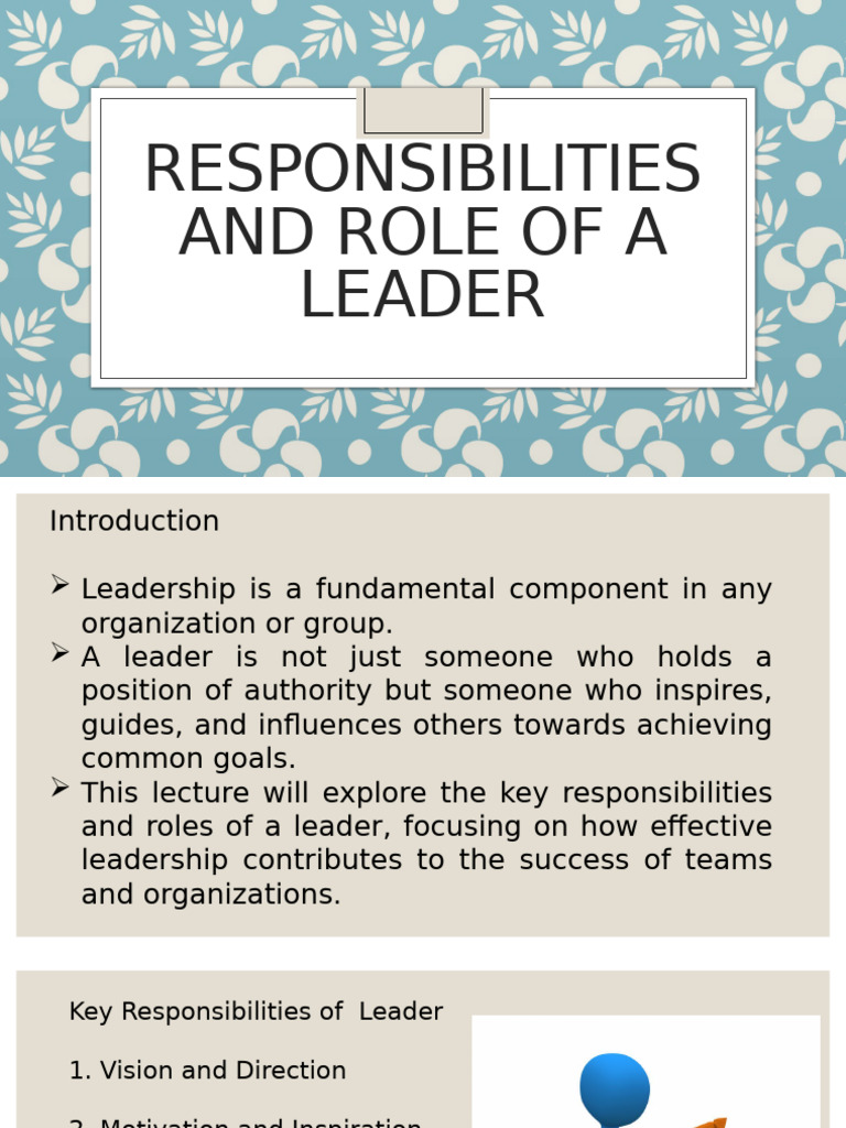 Key Leadership Roles & Responsibilities | PDF