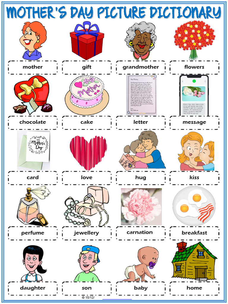 Mothers Day Vocabulary Esl Picture Dictionary | PDF
