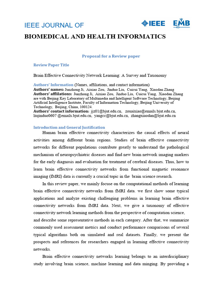 Brain Effective Connectivity Network Learning A Survey And Taxonomy Pdf Computer Science