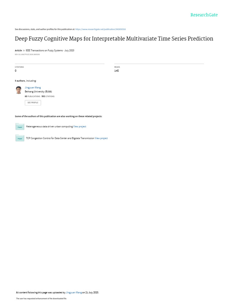 Deep Fuzzy Cognitive Maps For Interpretable Multivariate Time Series Prediction | PDF | Fuzzy ...