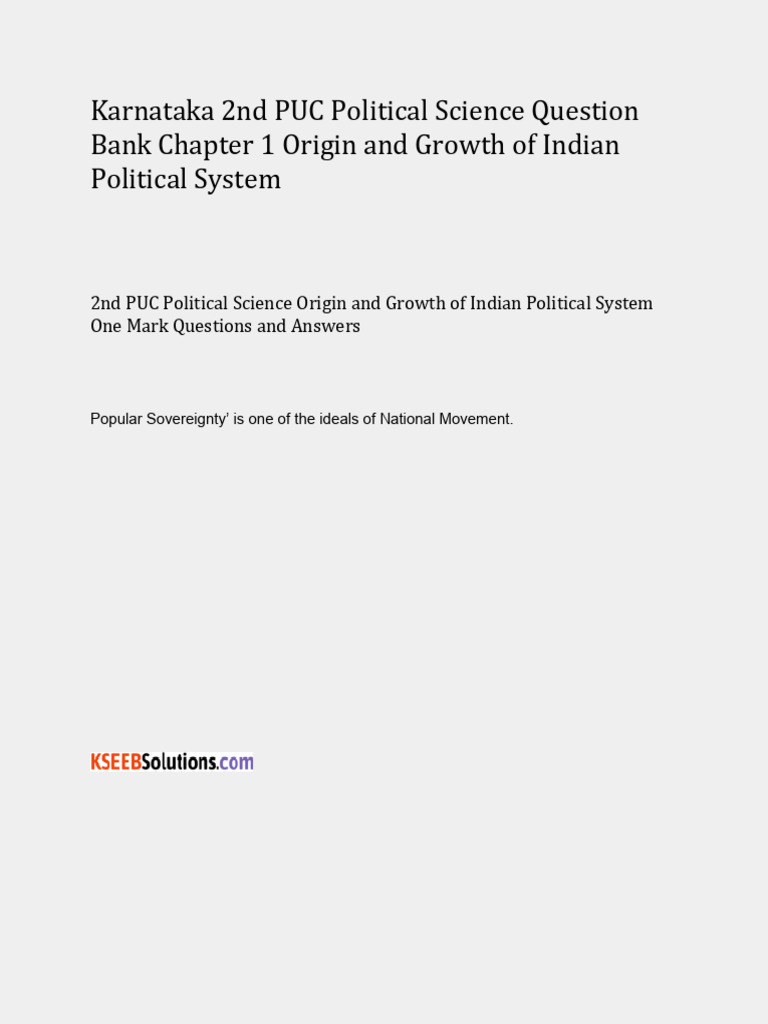 Political Science All Chapter Notes 2nd PUC | PDF | Elections | Democracy