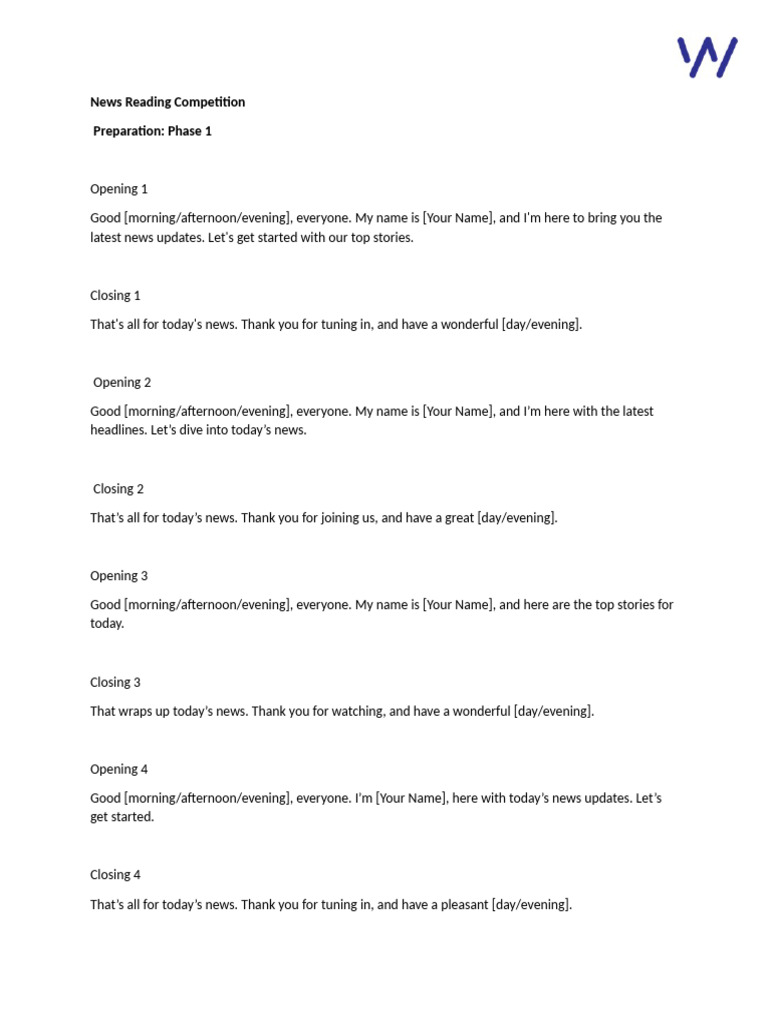 News Reading Competition | PDF