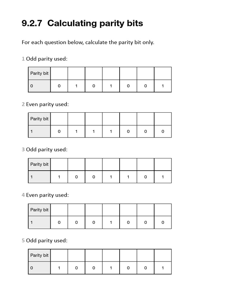 Parity Bit Calculation Guide | PDF