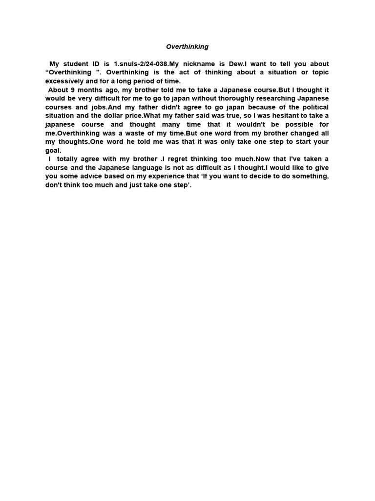 Overthinking | PDF