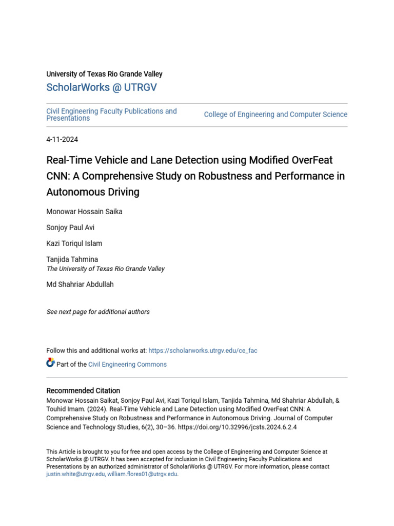 Real-Time Vehicle and Lane Detection Using Modified OverFeat CNN | PDF ...