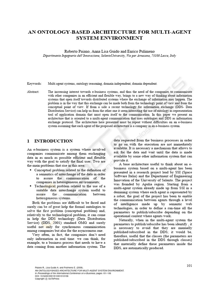 An Ontology Based Architecture For Multi Agent System Environment Pdf Information System