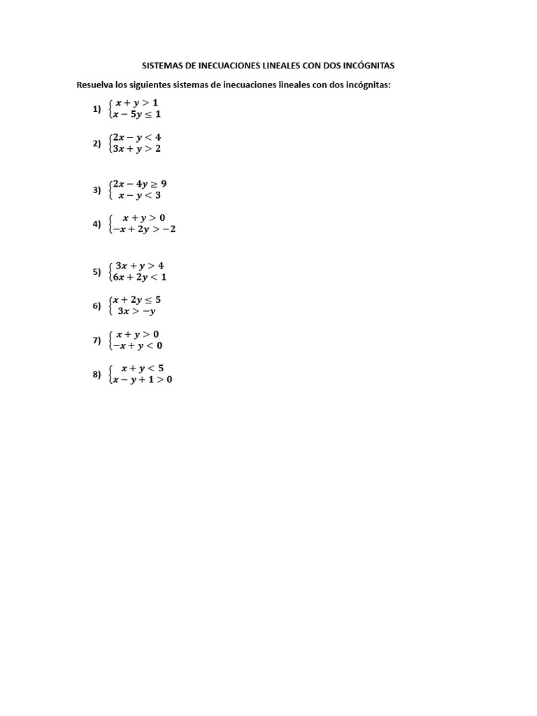 Sistemas de Inecuaciones Lineales Con Dos Incógnitas | PDF