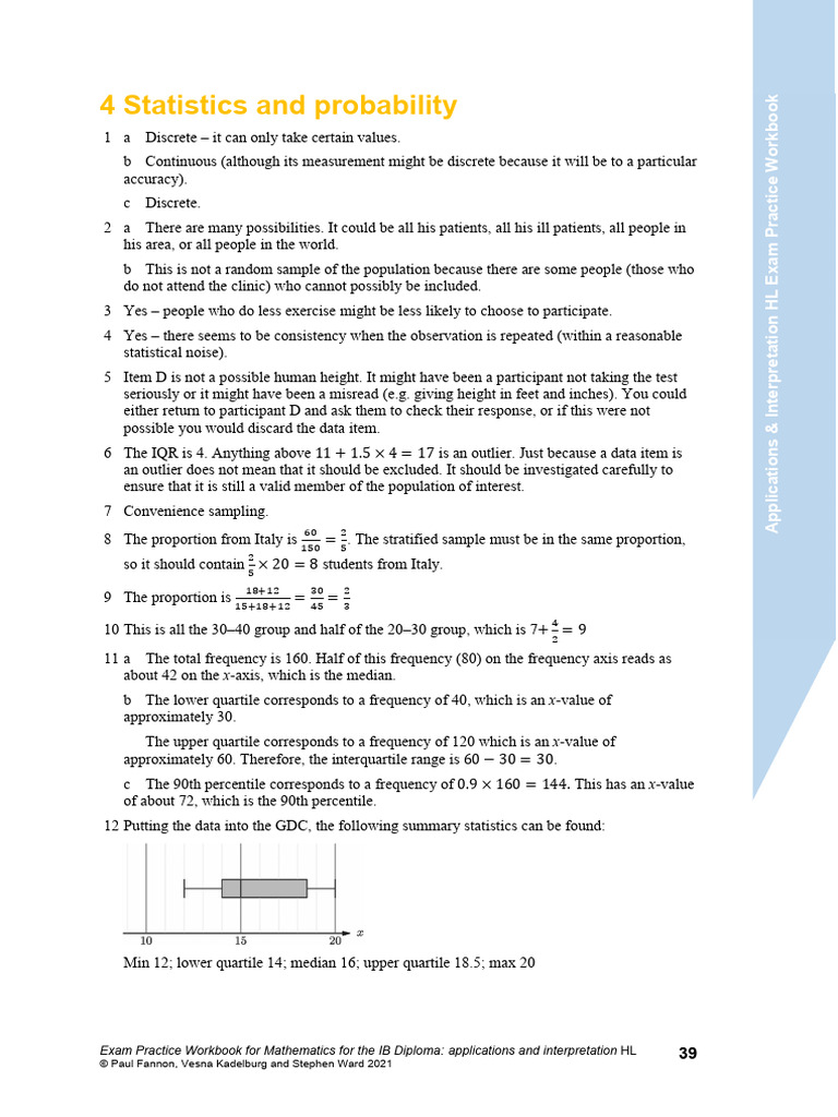 Hodder exam practise answer MAI HL-STATS AND PROBABILITY | PDF | P ...