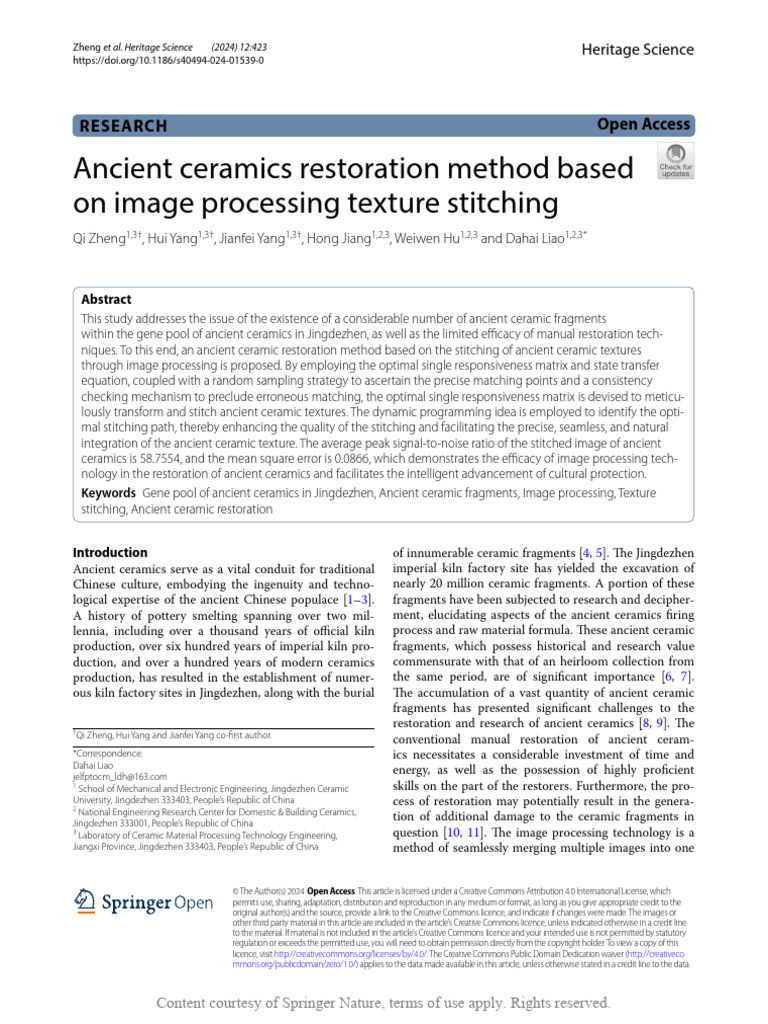 Ancient Ceramics Restoration Method Based On Image | PDF | Creative ...