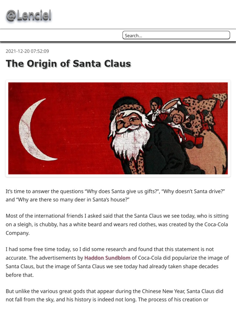 The Origin of Santa Claus - @lenciel | PDF | Santa Claus | Christmas