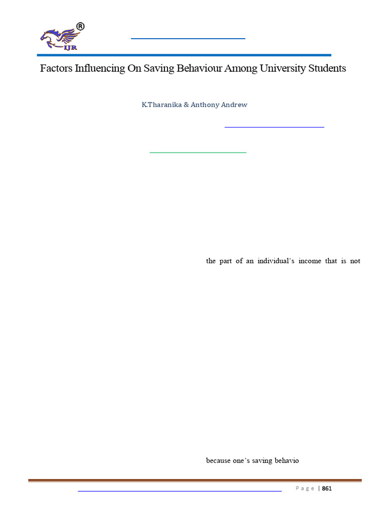 Factors Influencing Student Saving Behavior | PDF | Questionnaire ...