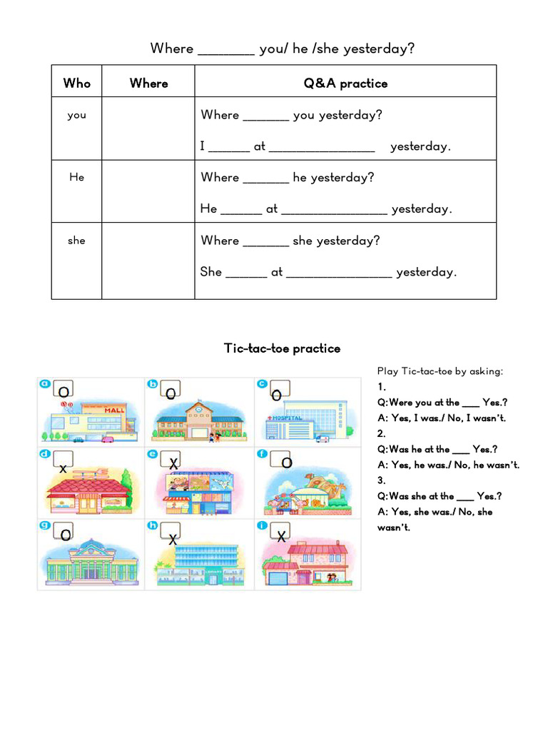 Where were you yesterday sentence practice1-2 | PDF