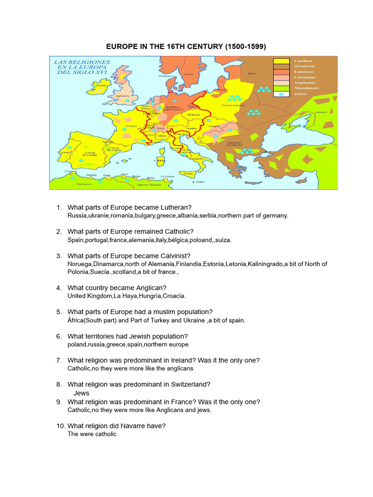 MAP OF RELIGIONS IN THE 16th CENTURY | PDF
