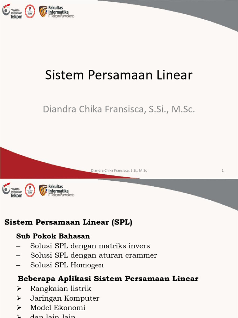 Pertemuan 6 Sistem Persamaan Linear Part 2 | PDF