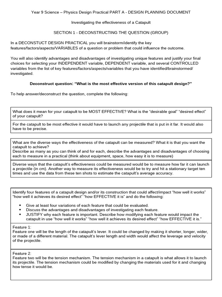 Catapult Effectiveness Experiment Plan | PDF | Experiment | Hazards
