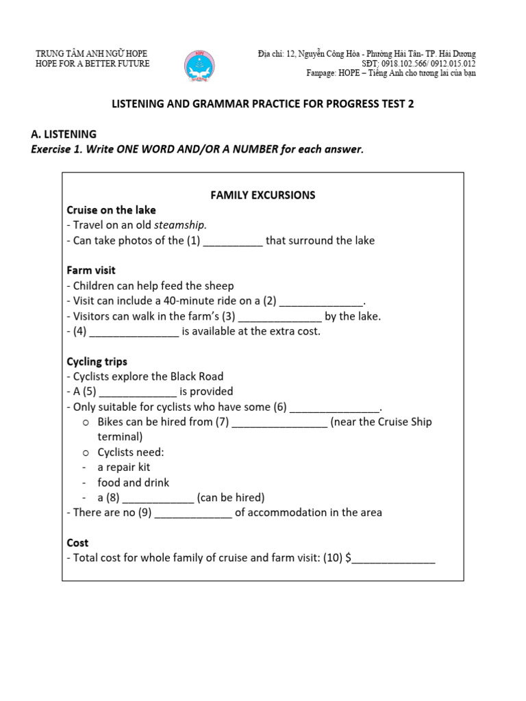 Grammar Progress Test 1 Answers | PDF