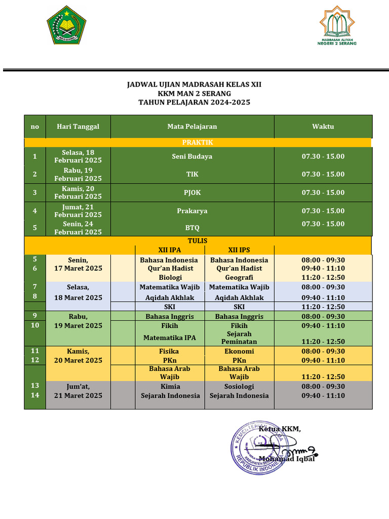 JADWAL UM KKM 2025 | PDF
