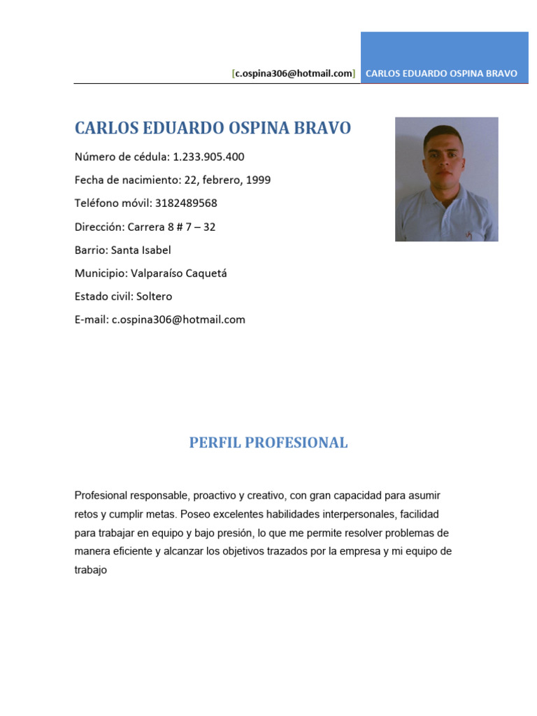 CV Carlos Eduardo Ospina Bravo | PDF