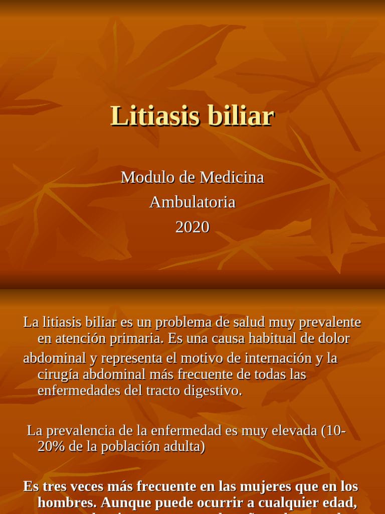 Litiasis Biliar en Atención Primaria | PDF | Gastroenterología ...