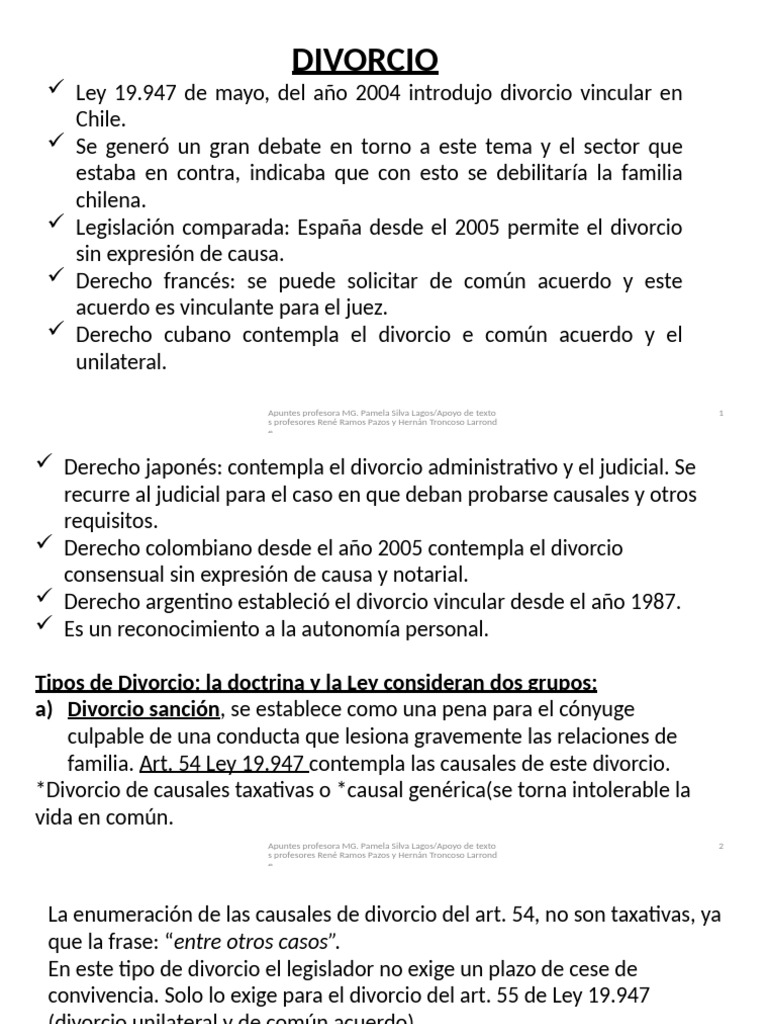 Ley de Divorcio en Chile y Comparativa | PDF | Divorcio | Anulación