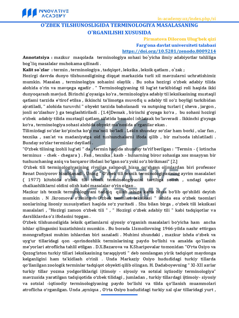 Ilm-Fan Va Innovatsiya 1137 | PDF