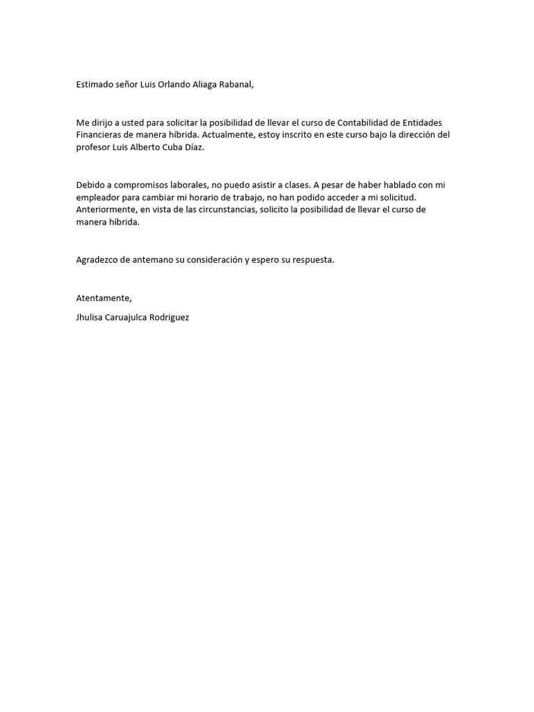 Estimado Señor Luis Orlando Aliaga Rabanal | PDF