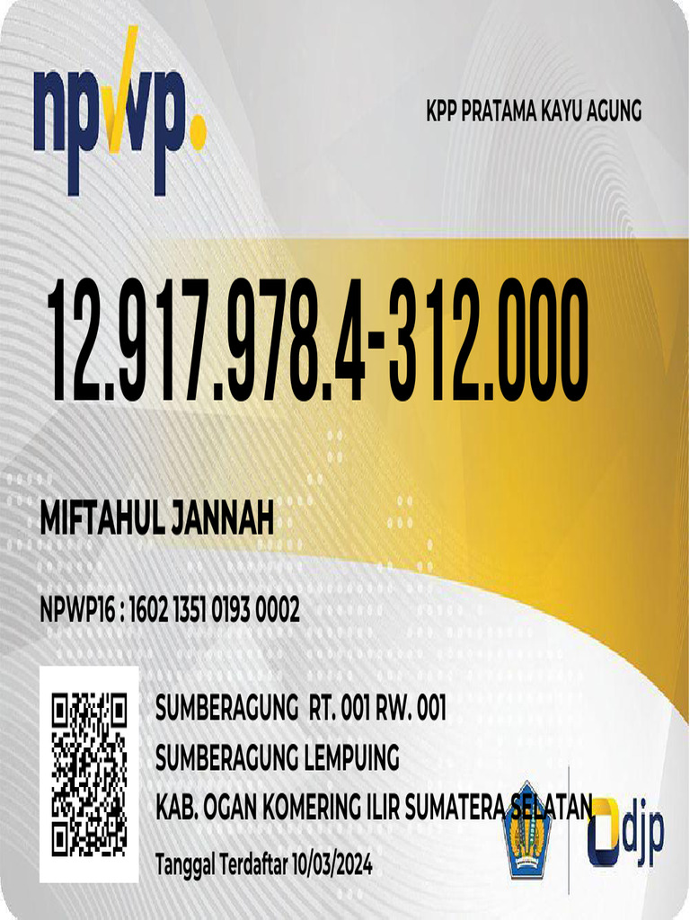 KPP Pratama Kayu Agung: Miftaful Jannah | PDF