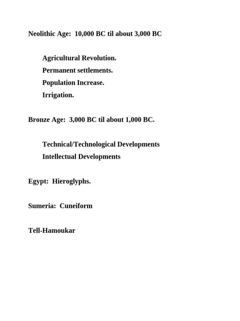 Neolithic to Bronze Age Developments | PDF