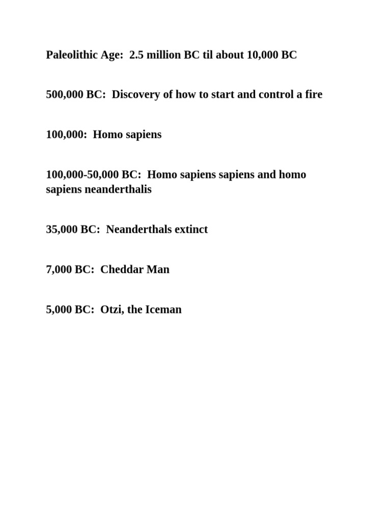 History 101 Outline 1 - Paleolithic Age | PDF