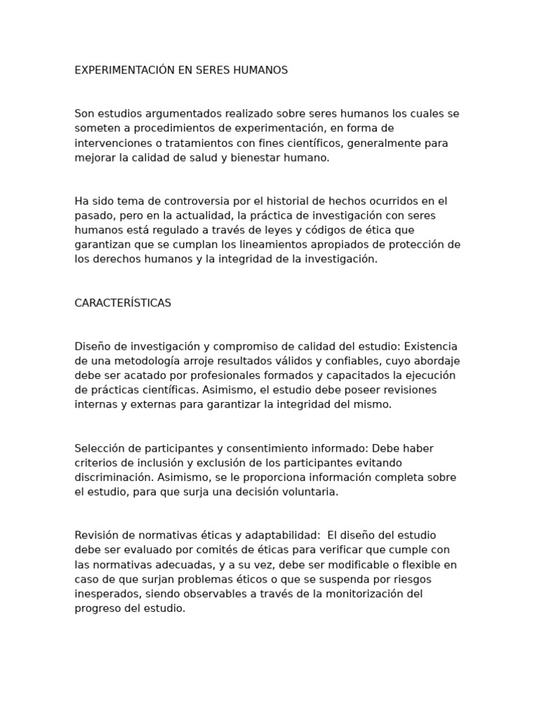 Ética y Regulación en Experimentación Humana | PDF | Ensayo clínico