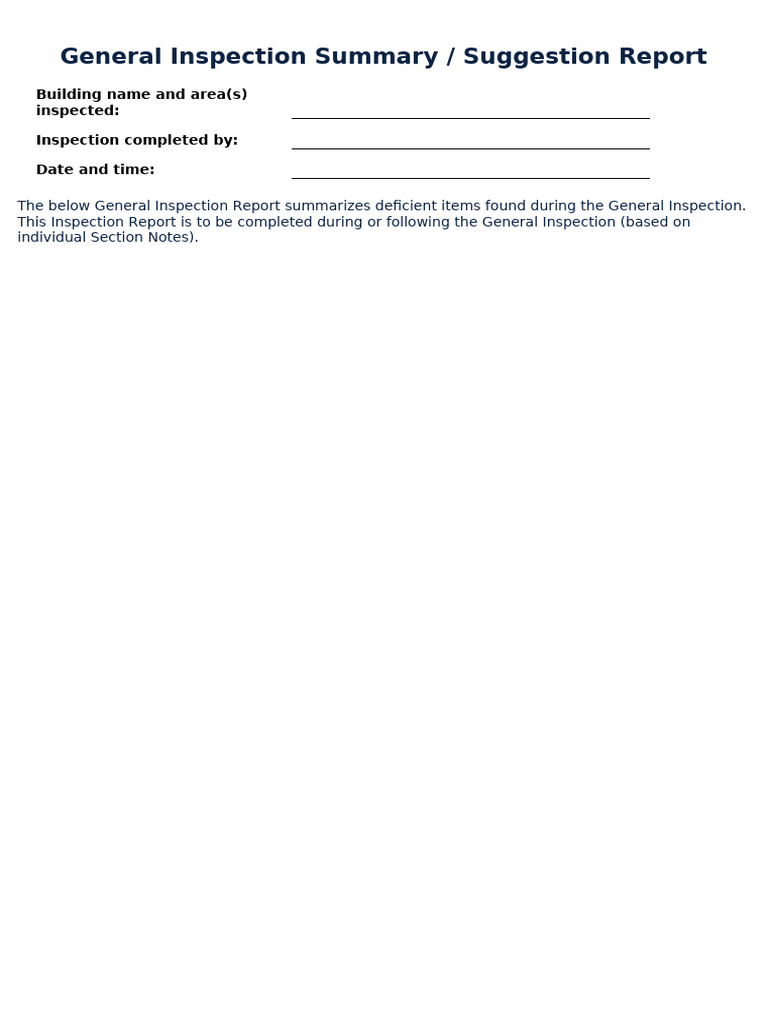 General Inspection Safety Report Summary | PDF
