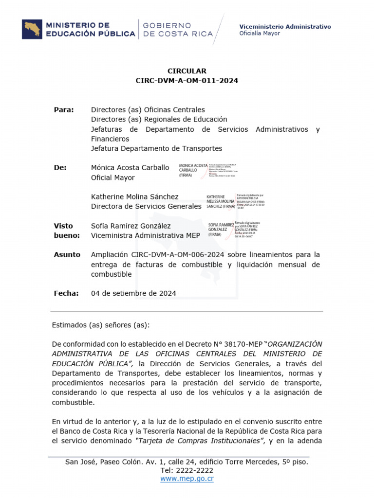 CIRCULAR CIRC-DVM-A-OM-0011-2024 - Ampliación Lineamientos Compra y ...