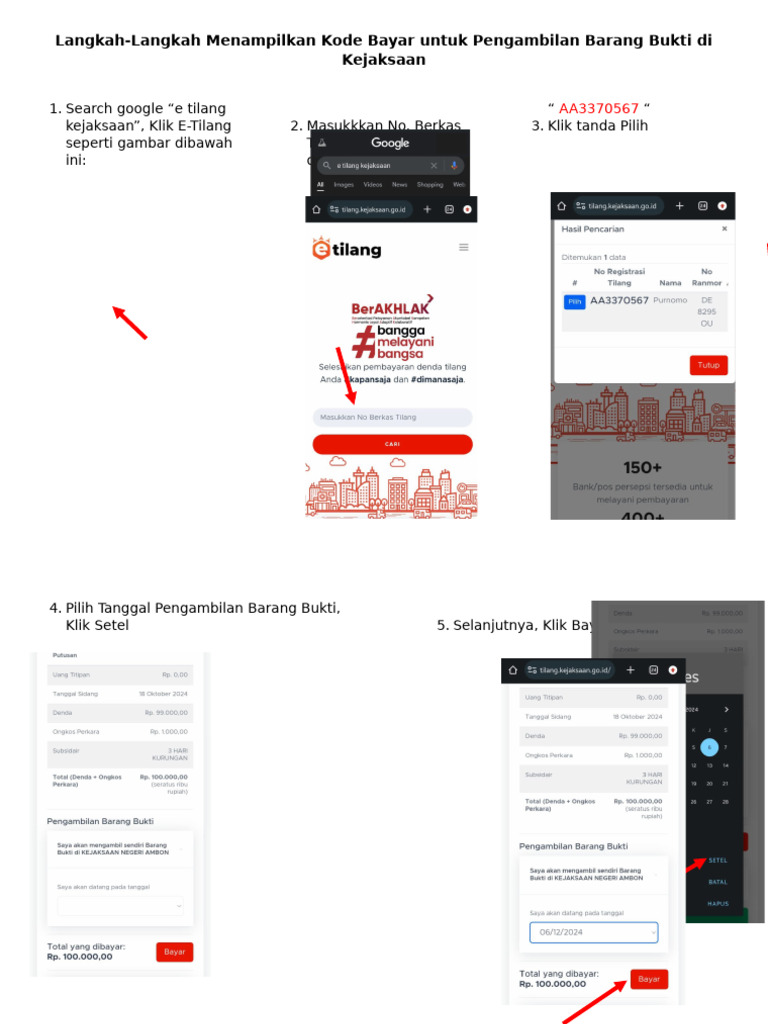 Langkah Langkah Menampilkan Kode Bayar | PDF