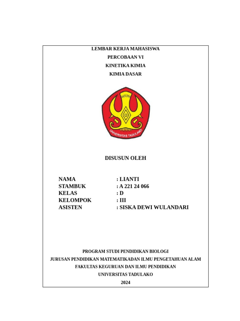Laporan Praktikum Kinetika Reaksi | PDF