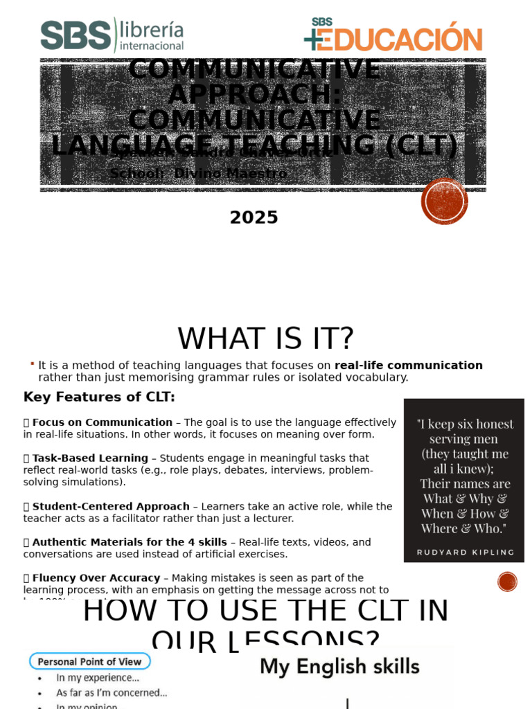 2025 12 Divino Maestro Communicative Approach Communicative Language Teaching CLT | PDF ...