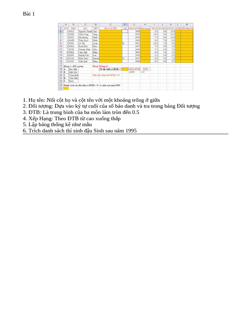 Bai Tap Nghe Excel 1 | PDF