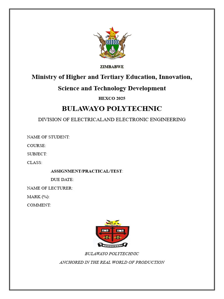 Bulawayo Polytechnic Assignment Template | PDF