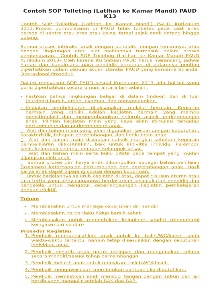 Contoh SOP Toiletin1 | PDF